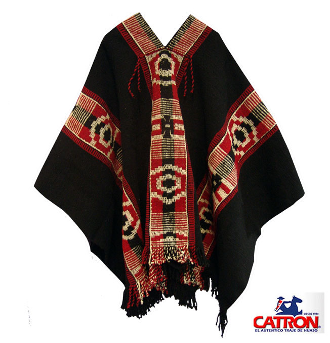Poncho Mapuche Negro Diseño Antiguo | CATRON El auténtico traje de ...