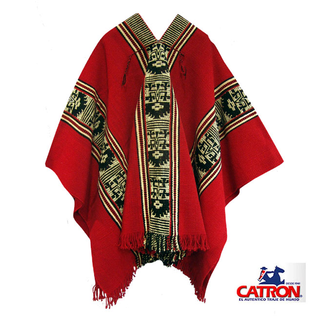 Poncho Mapuche Rojo Diseño Antiguo | CATRON El auténtico traje de huaso ...